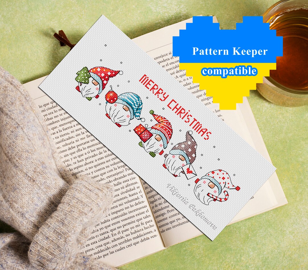 Christmas Gnome Bookmark Cross Stitch Pattern Pdf Funny Santa Pictorial ...