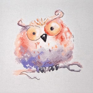 Orange Owl Cross Stitch Pattern Pdf Funny Bird Embroidery Do - Etsy