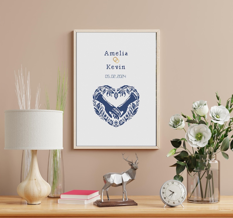 Personalized Wedding Cross Stitch Pattern: Names & Date Keepsake for ...