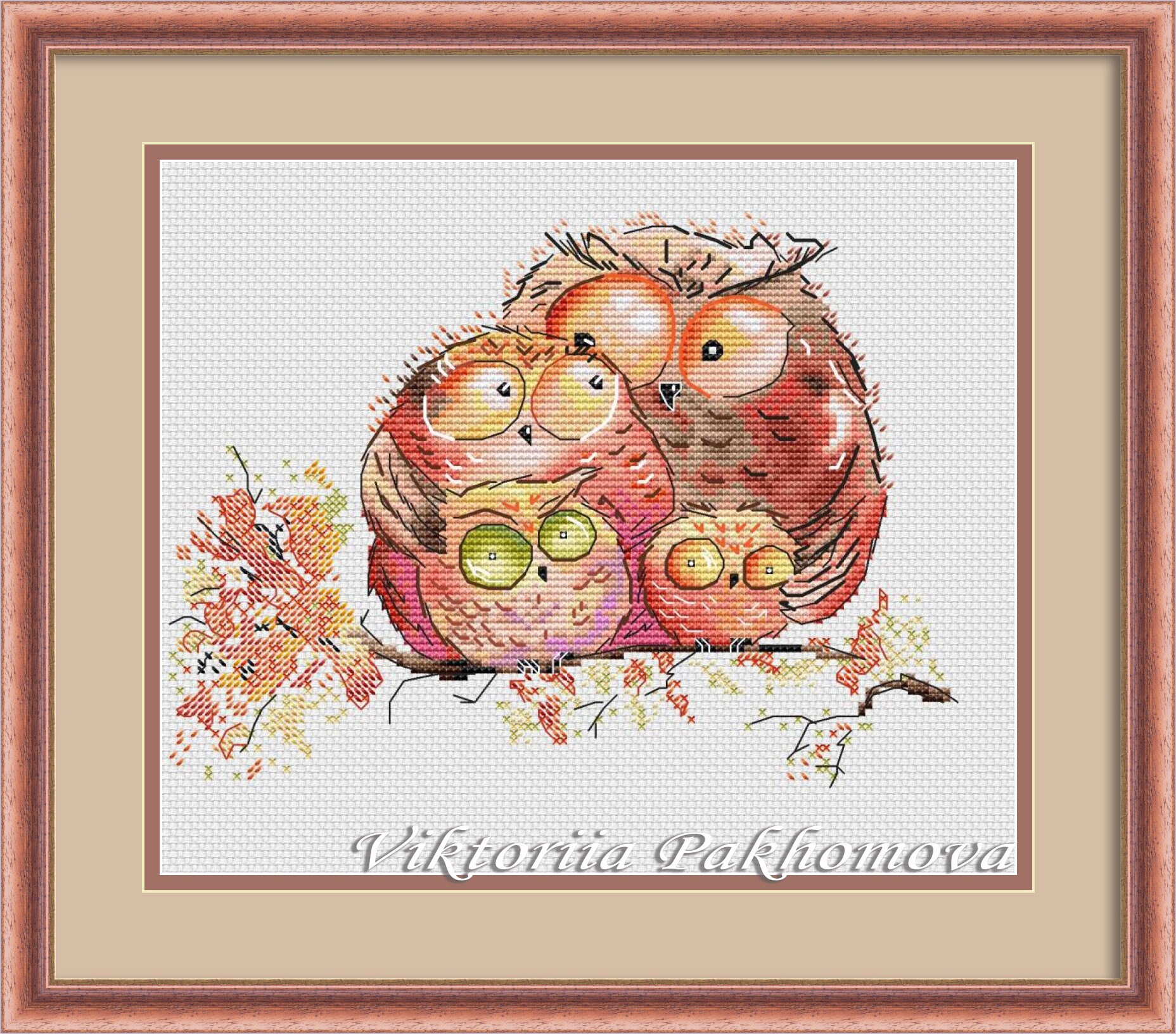 Fall Owl Cross Stitch Pattern Pdf Funny Birds Embroidery Do It - Etsy