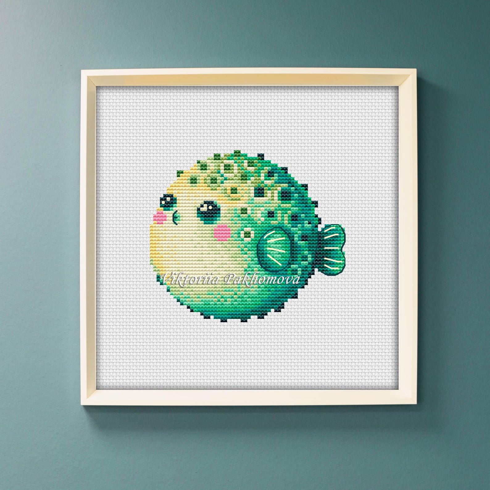Baby Puffer Fish Cross Stitch Pattern: Colorful Mini Ocean Creature ...