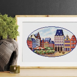 Trier Germany Cross Stitch Pattern: Colorful Urban City Landscape (PDF ...