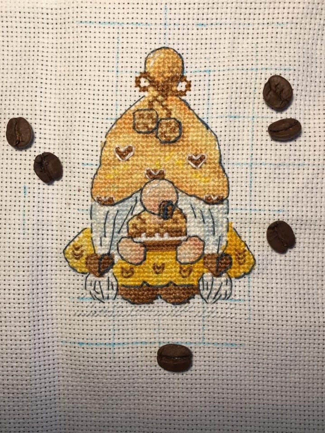 Coffee cake gnome cross stitch pattern pdf Gnome sweet dwarf | Etsy