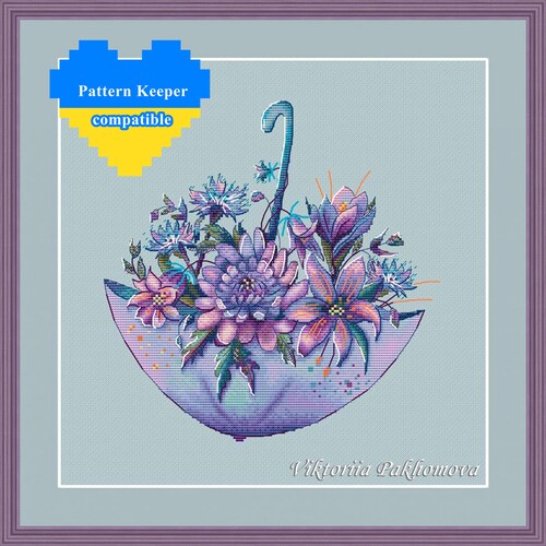 Cornflower Heart Cross Stitch Pattern Pdf Blue Flower - Etsy