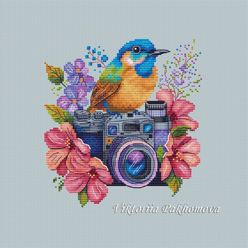 Vintage Camera Cross Stitch Pattern Pdf Pictorial Bird Summer - Etsy Canada