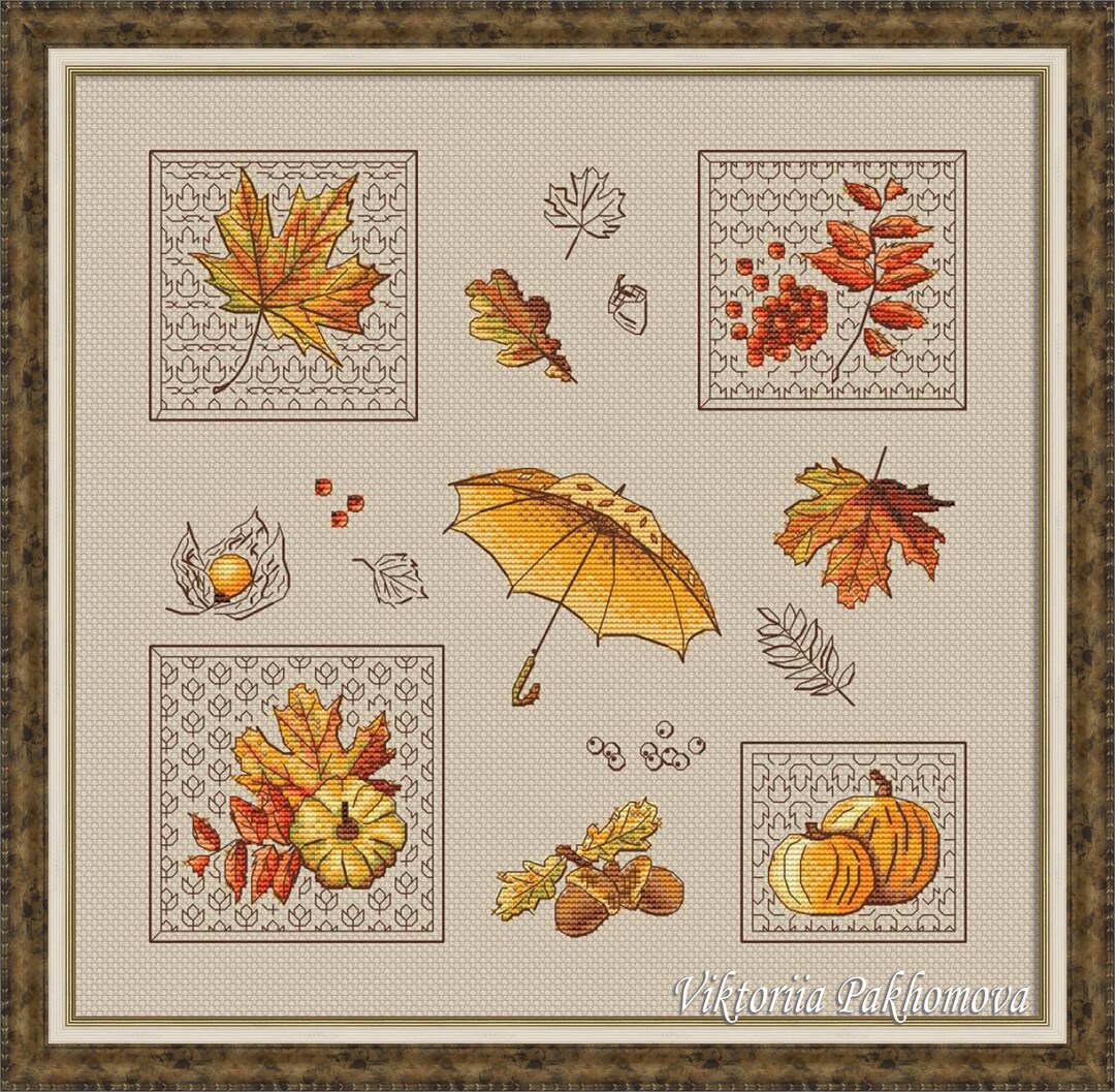 Fall Sampler Cross Stitch Pattern Pdf Maple Leaf Autumn - Etsy