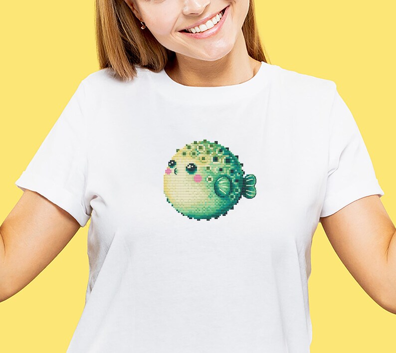 Baby Puffer Fish Cross Stitch Pattern: Colorful Mini Ocean Creature ...