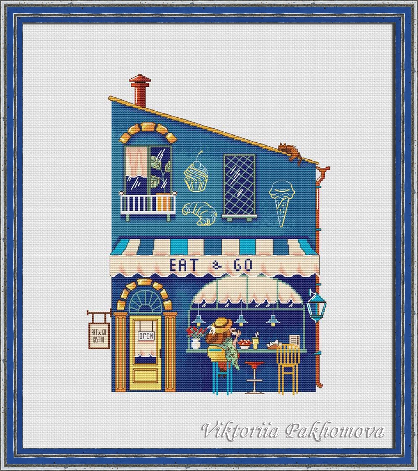Bistro Cross Stitch Pattern Pdf European Cafe Embroidery Lucky - Etsy