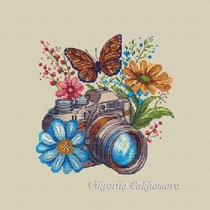 Vintage Camera Cross Stitch Pattern Pdf Pictorial Butterfly - Etsy