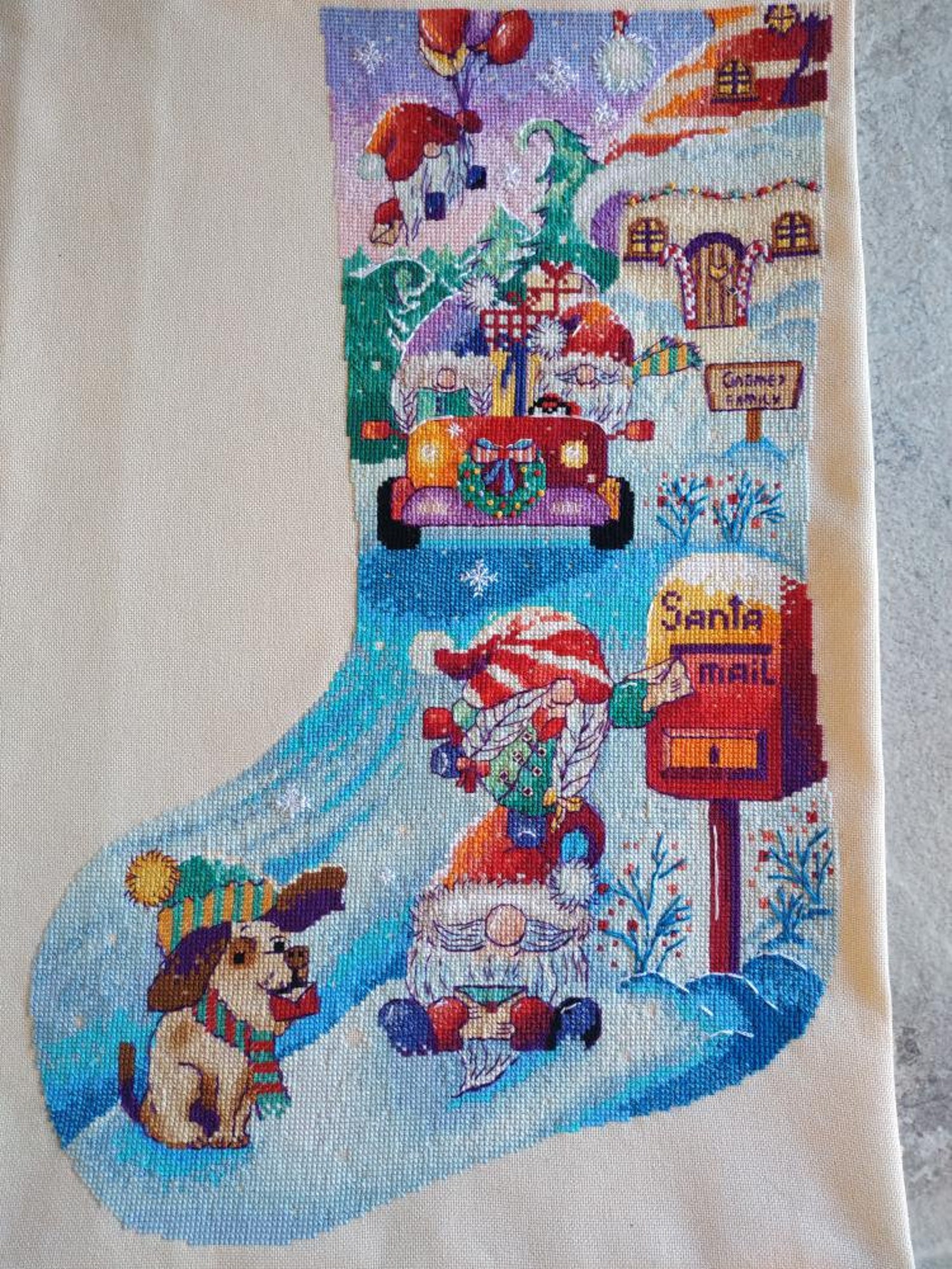 Christmas Stocking Cross Stitch Pattern Pdf Funny Gnome - Etsy