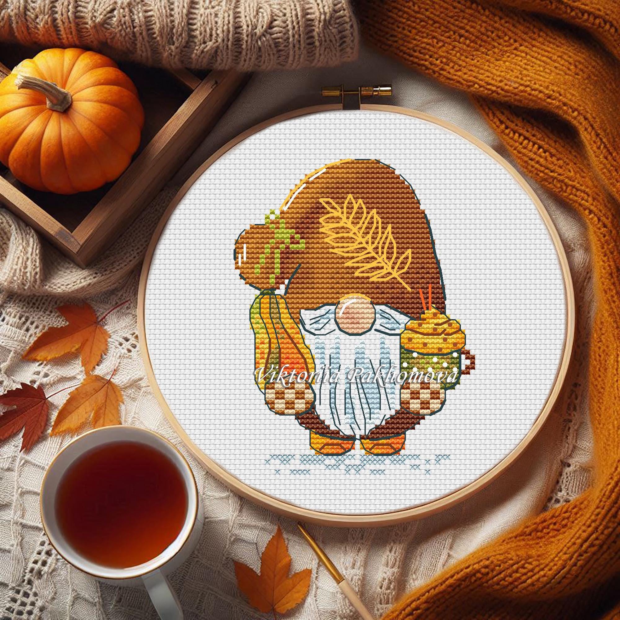 Thanksgiving Gnome Bundle Cross Stitch Pattern: Autumn Dwarf Festive ...