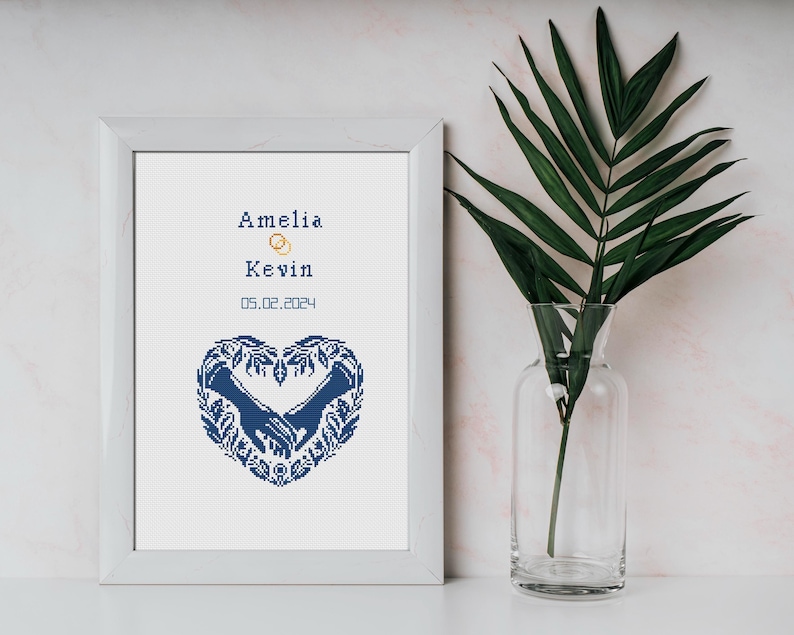 Personalized Wedding Cross Stitch Pattern: Names & Date Keepsake for ...