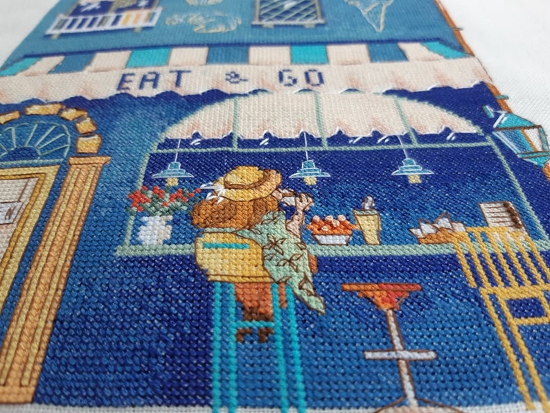 Bistro Cross Stitch Pattern Pdf European Cafe Embroidery Lucky - Etsy