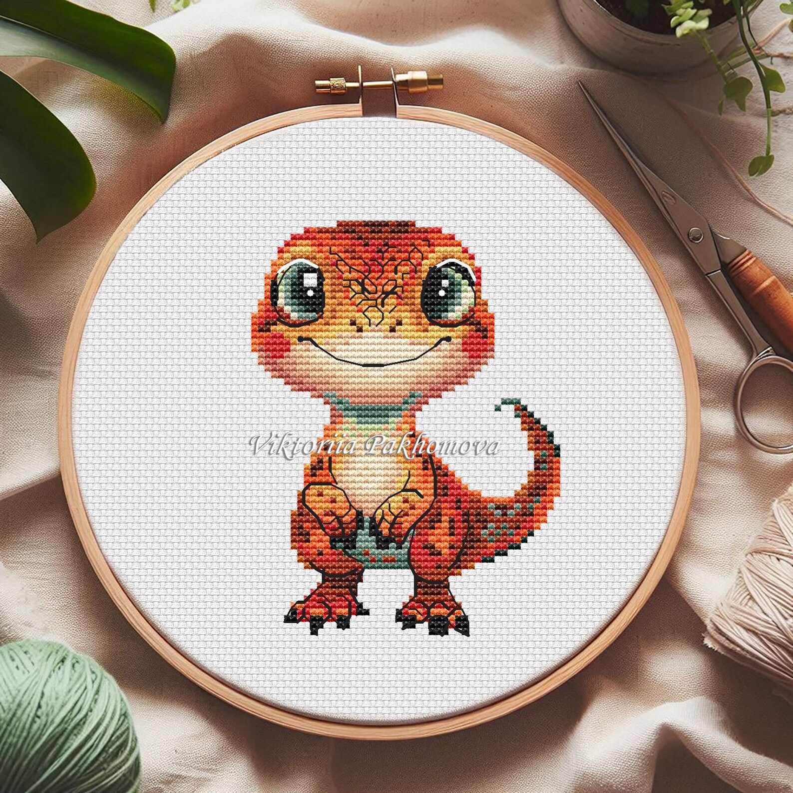 Baby Dinosaur Velociraptor Cross Stitch Pattern: Jurassic Animal ...