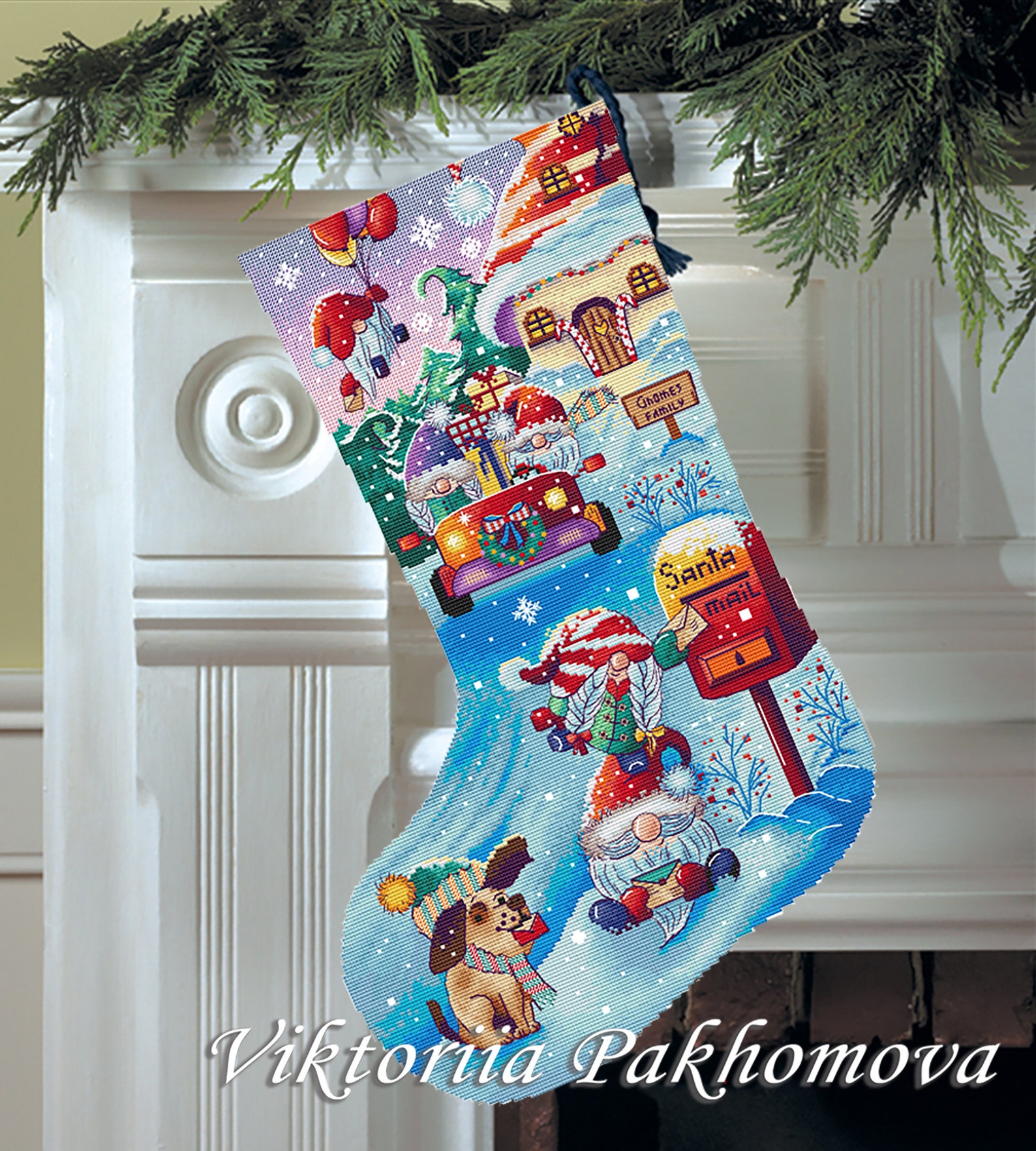 Christmas Stocking Cross Stitch Pattern Pdf Funny Gnome - Etsy