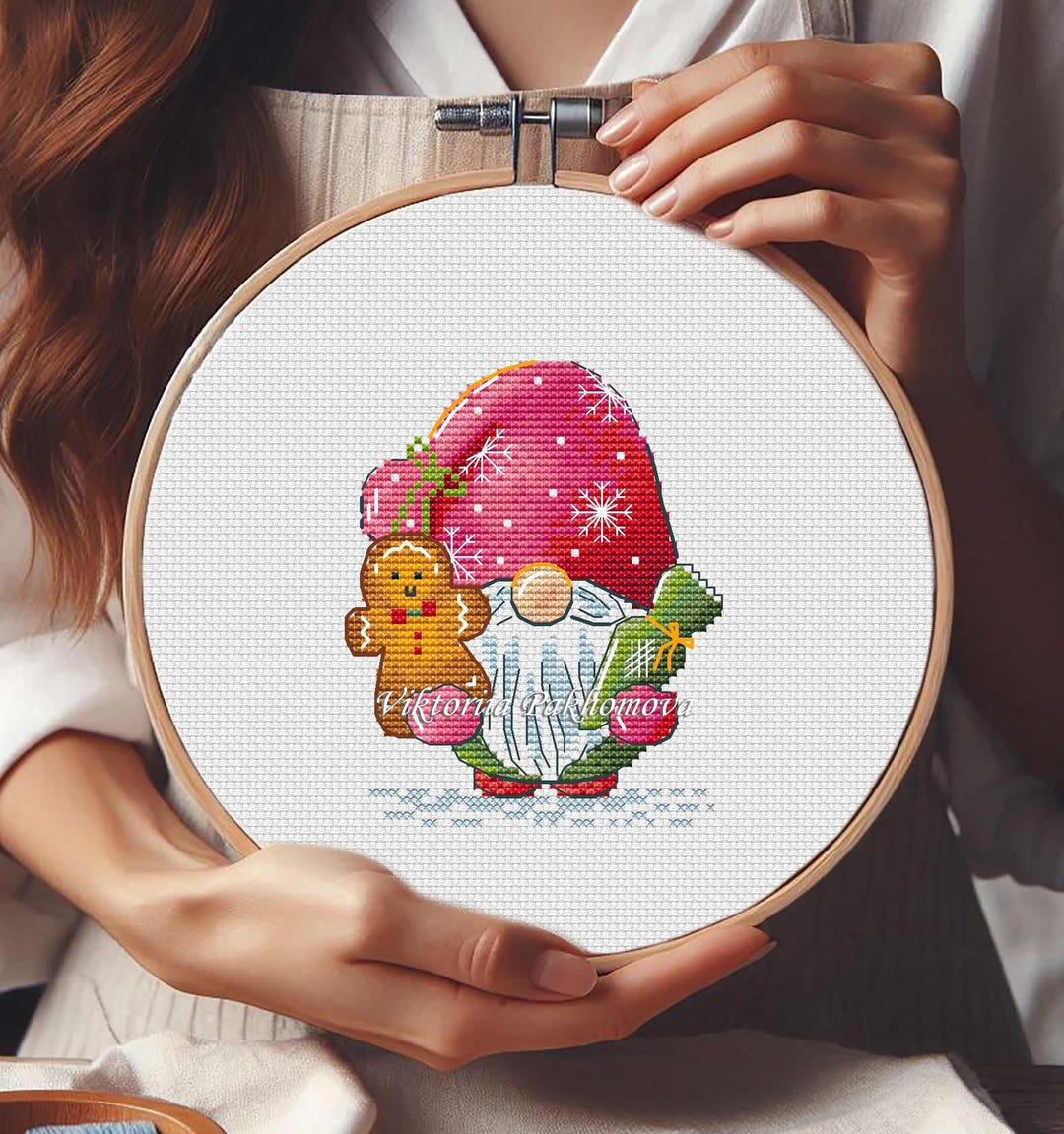 Gnome & Gingerbread Man Cross Stitch Pattern: Nordic Dwarf Christmas ...