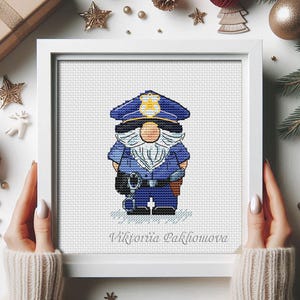 Police Officer Gnome Cross Stitch Pattern: Military Dwarf Mini ...
