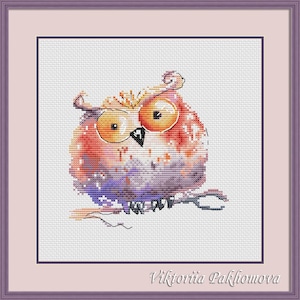 Orange Owl Cross Stitch Pattern Pdf Funny Bird Embroidery Do - Etsy