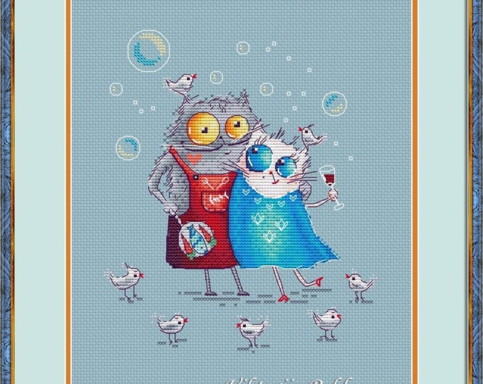 Cross Stitch Cat Lover Picture Quote For The Love Of A Cat - Counted ...