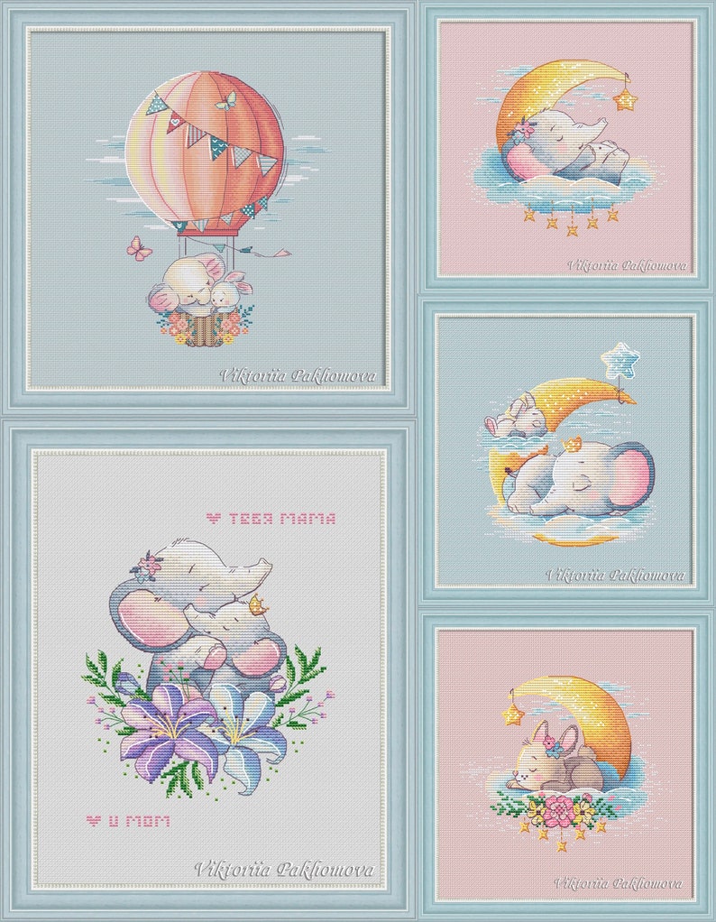 Set of 5 Baby Shower Announcement Cross Stitch Pattern Pdf - Etsy