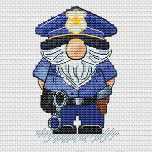 Police Officer Gnome Cross Stitch Pattern Pdf Military - Etsy