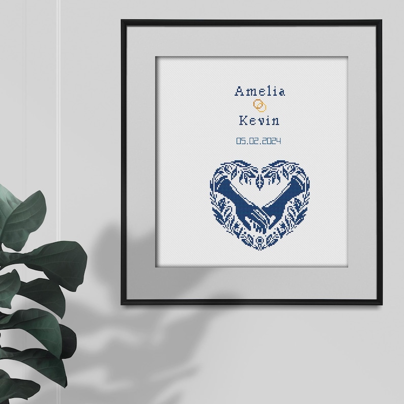 Personalized Wedding Cross Stitch Pattern: Names & Date Keepsake for ...