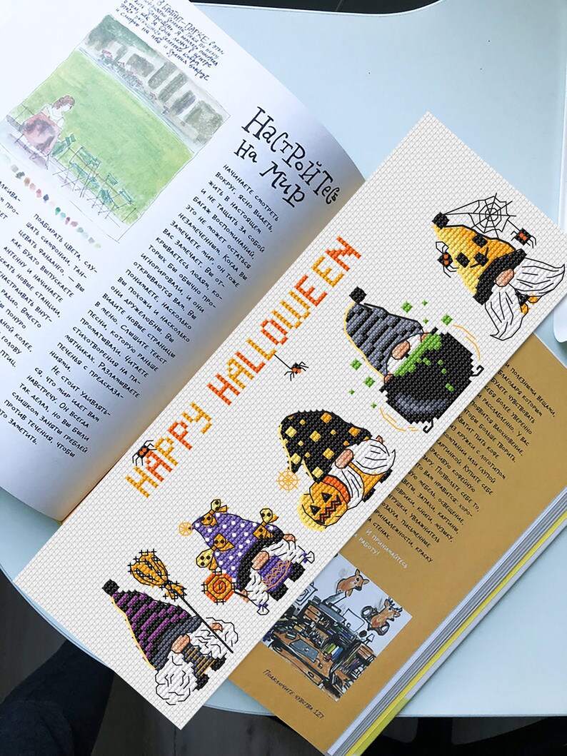 Halloween Gnome Bookmark Cross Stitch Pattern Pdf Adorable - Etsy