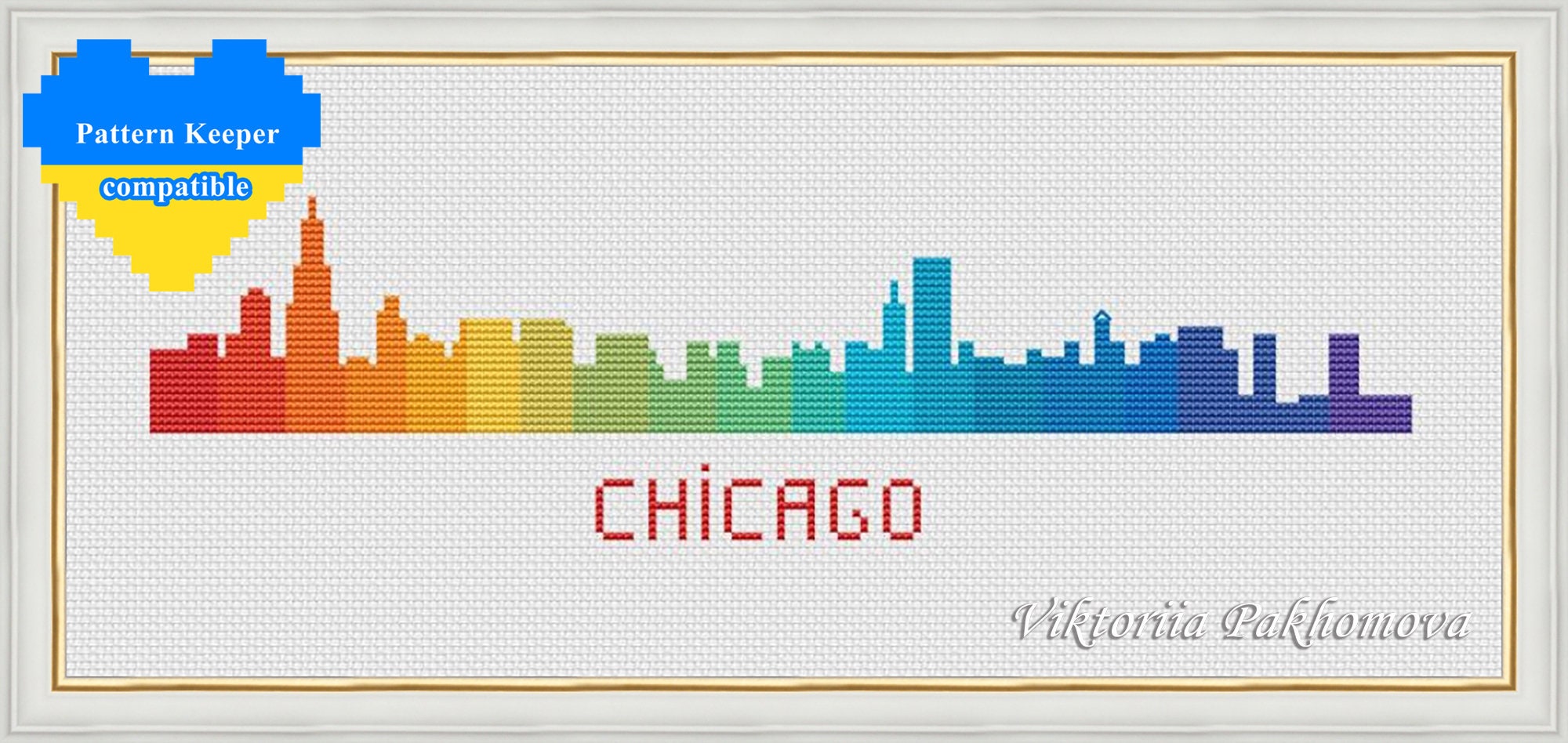 Chicago Skyline Cross Stitch Pattern Pdf USA Travel Tapestry - Etsy