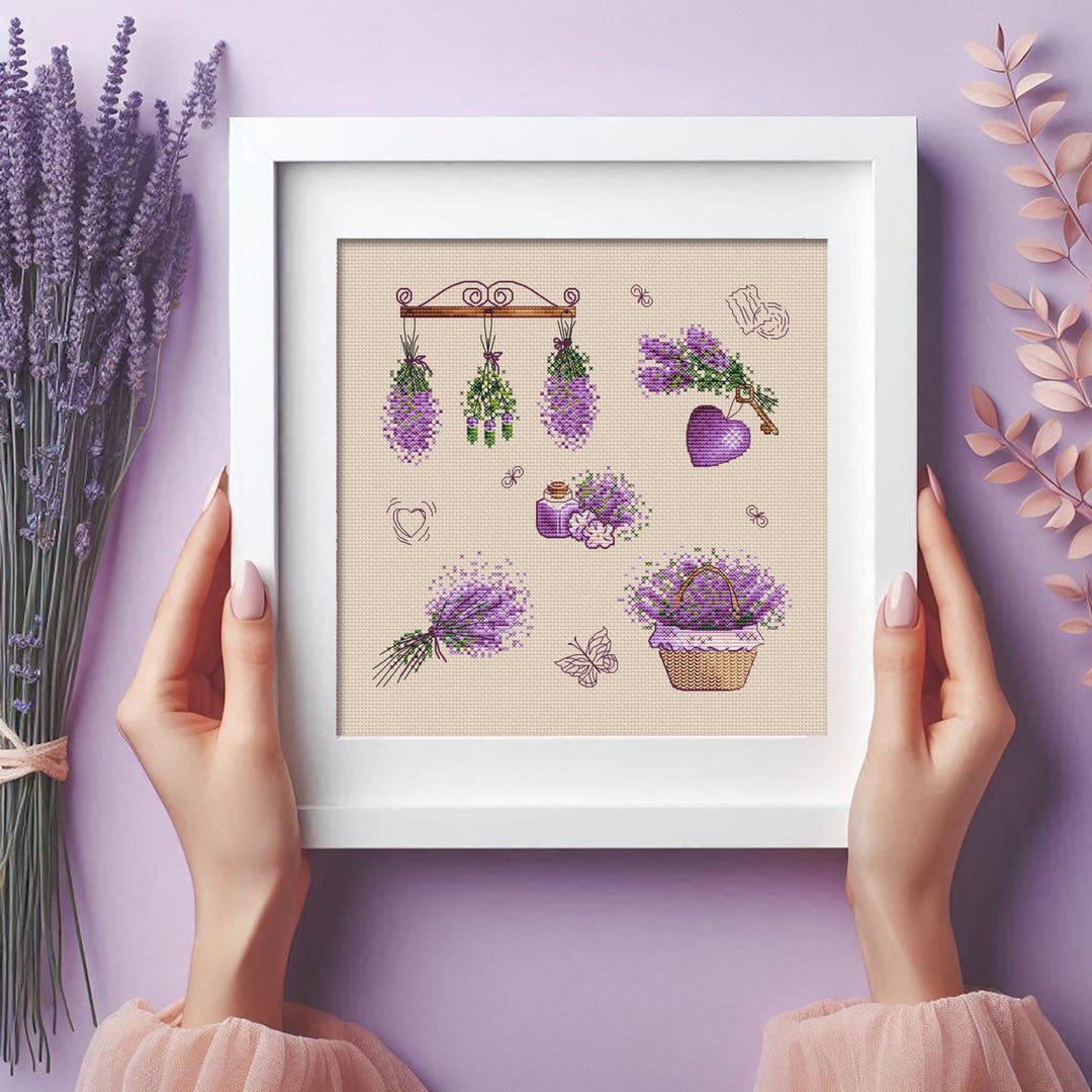 Lavender Sampler Cross Stitch Pattern Pdf Purple Velvet Flower ...