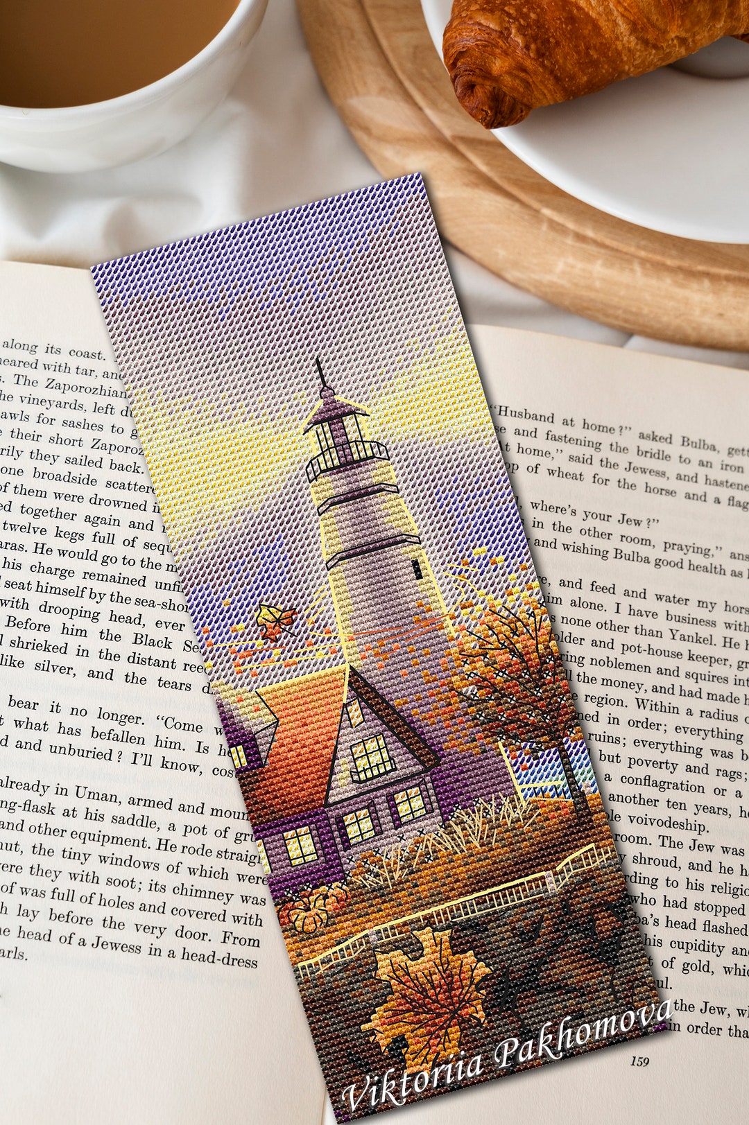 Fall Lighthouse Bookmark Cross Stitch Pattern Pdf Pictorial Autumn ...