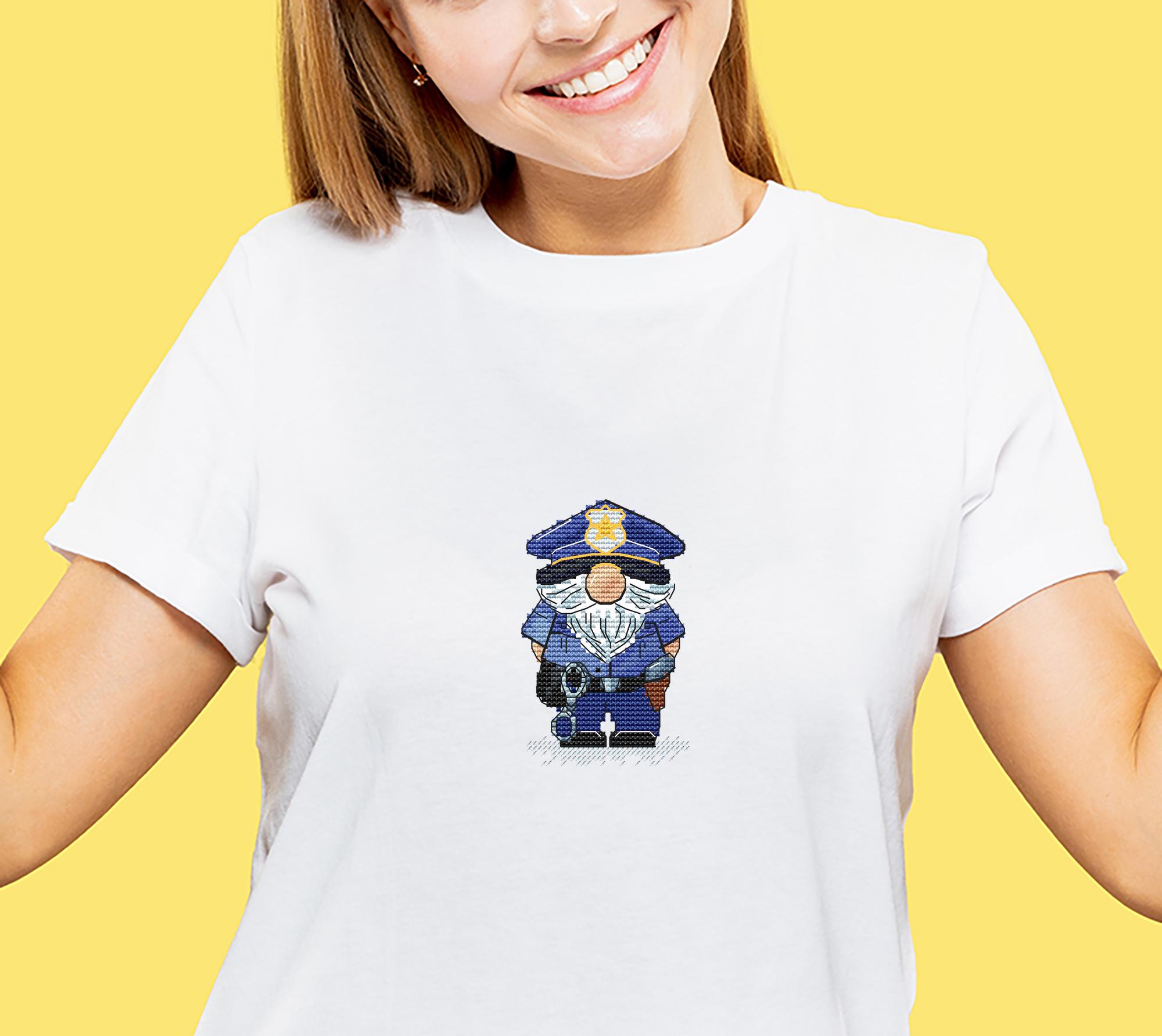 Police Officer Gnome Cross Stitch Pattern: Military Dwarf Mini ...