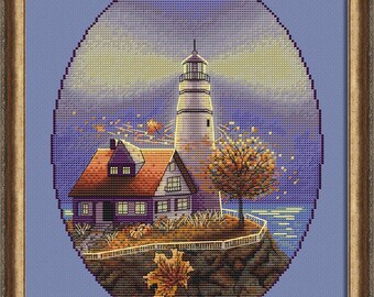 Fall Lighthouse Bookmark Cross Stitch Pattern Pdf Pictorial Autumn ...