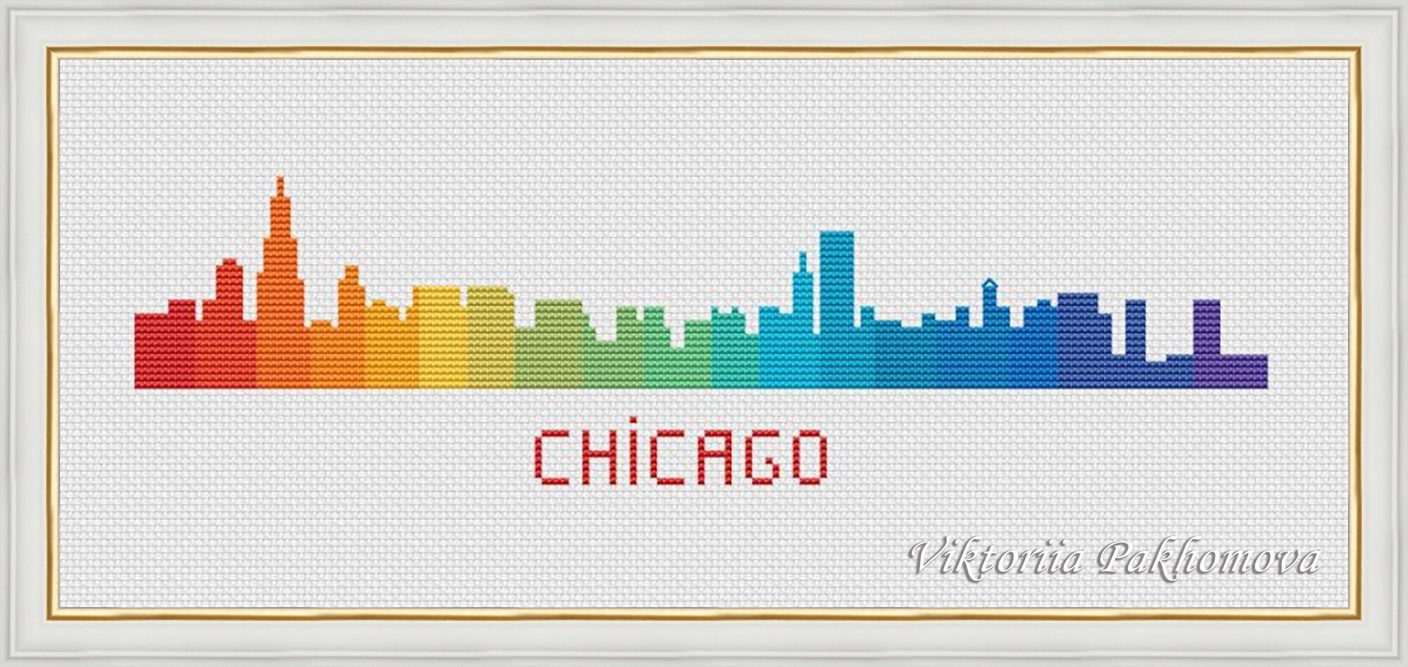 Chicago Skyline Cross Stitch Pattern Pdf USA Travel Tapestry - Etsy