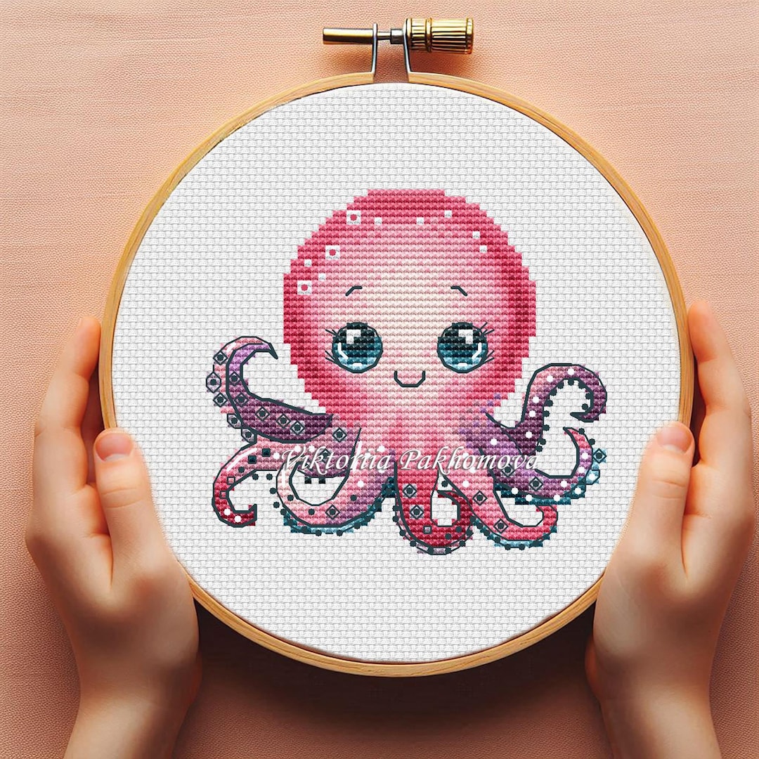 Baby Octopus Cross Stitch Pattern: Colorful Sealife Animal Nursery ...