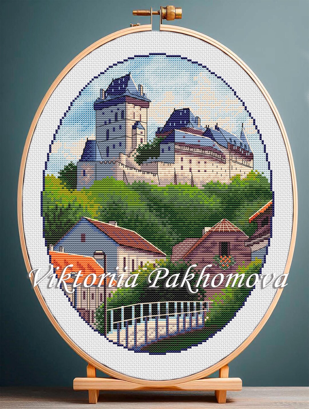 Karlstein Castle Cross Stitch Pattern: Czech Republic Architecture ...