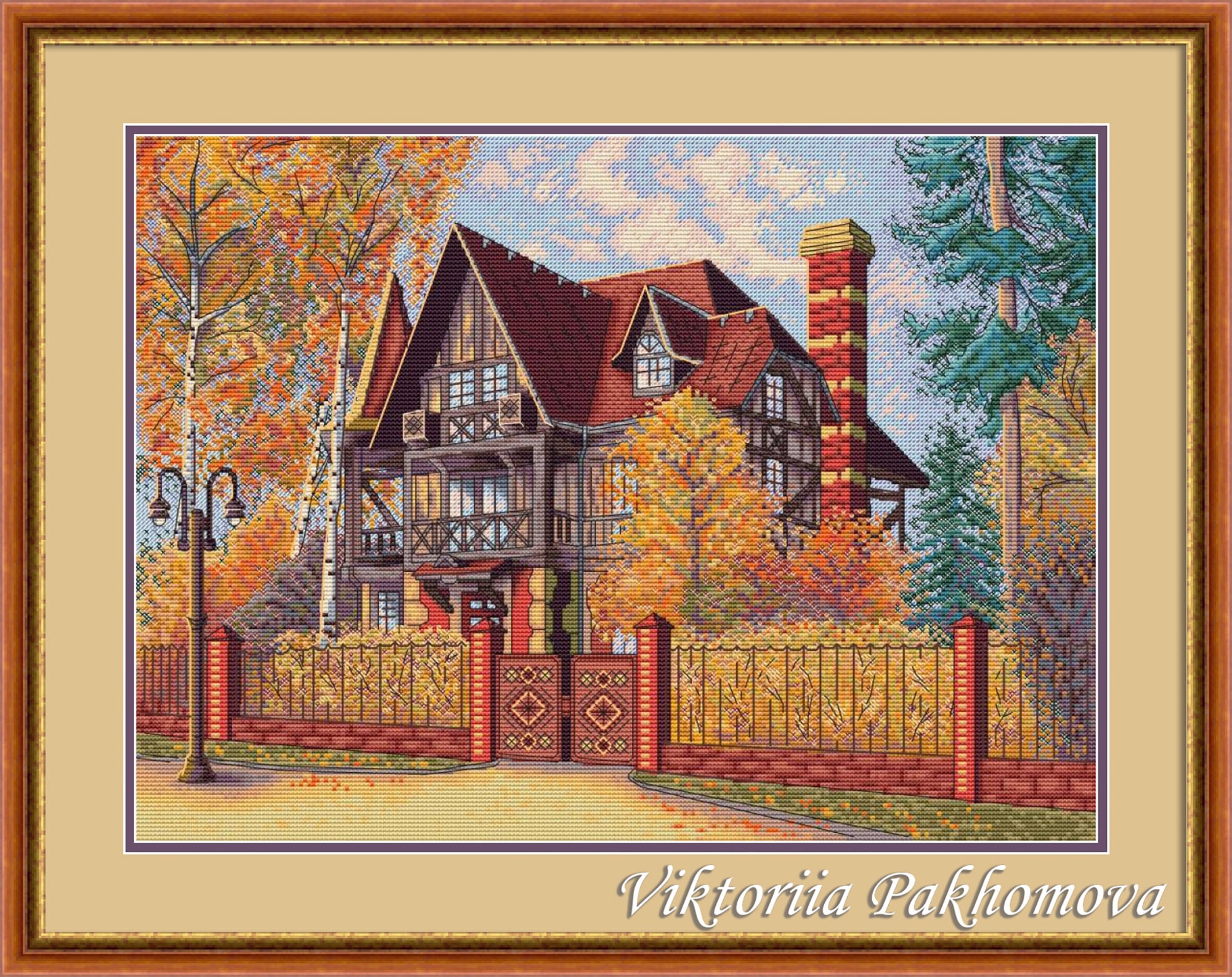 Fall Cottage Cross Stitch Pattern Pdf Pictorial Autumn - Etsy