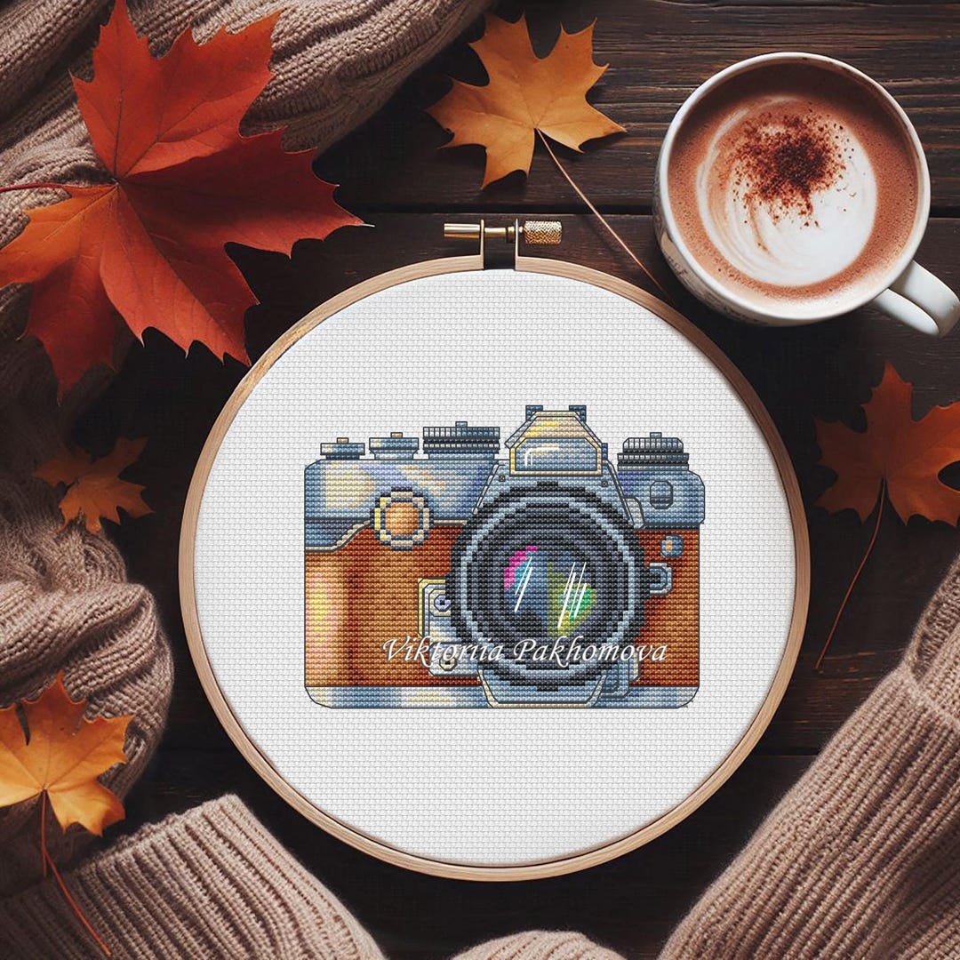 Vintage Camera Cross Stitch Pattern Pdf Photographers Canon Lens ...