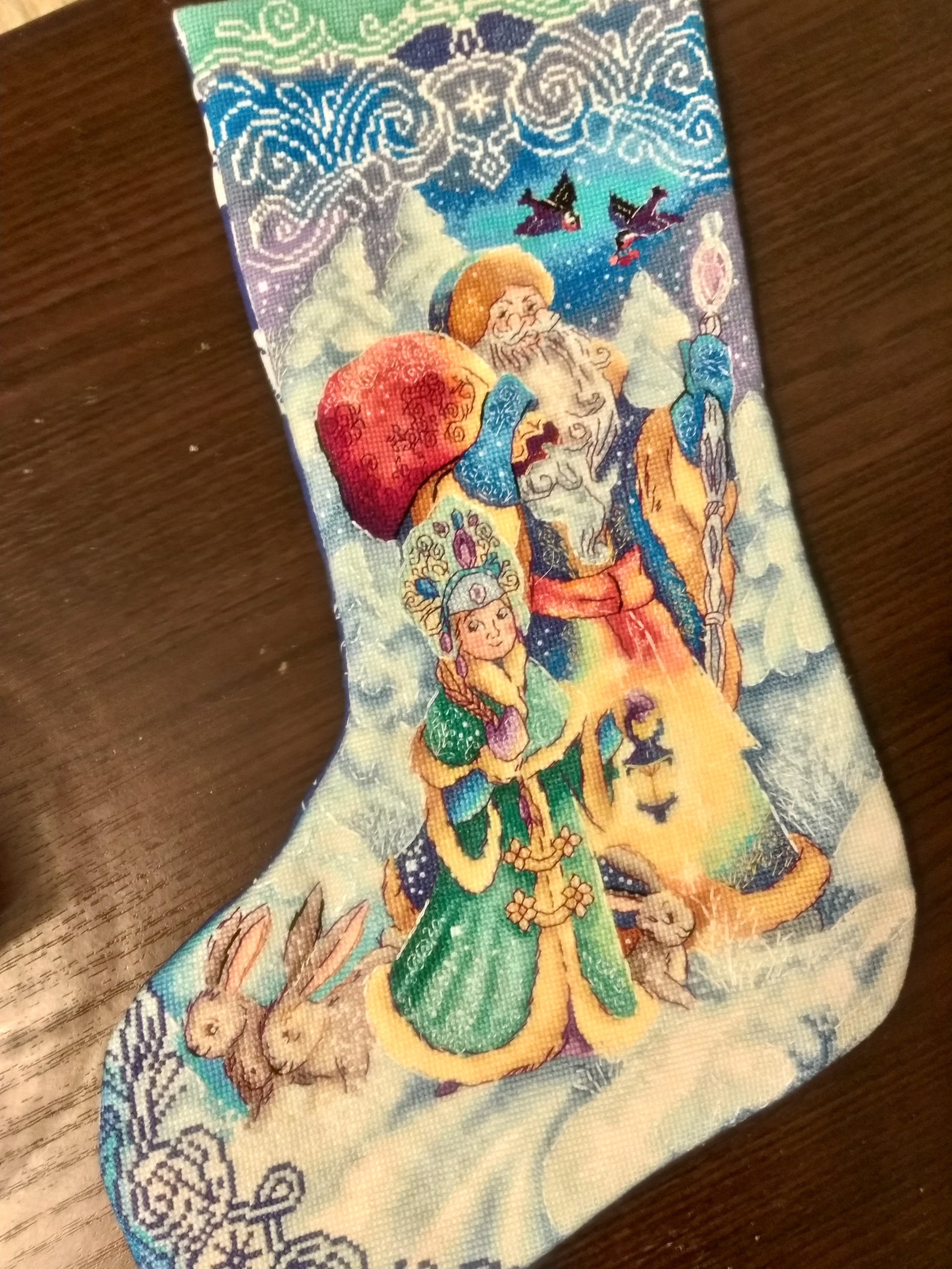 Christmas Stocking Cross Stitch Pattern: Custom Santa and Bunny ...