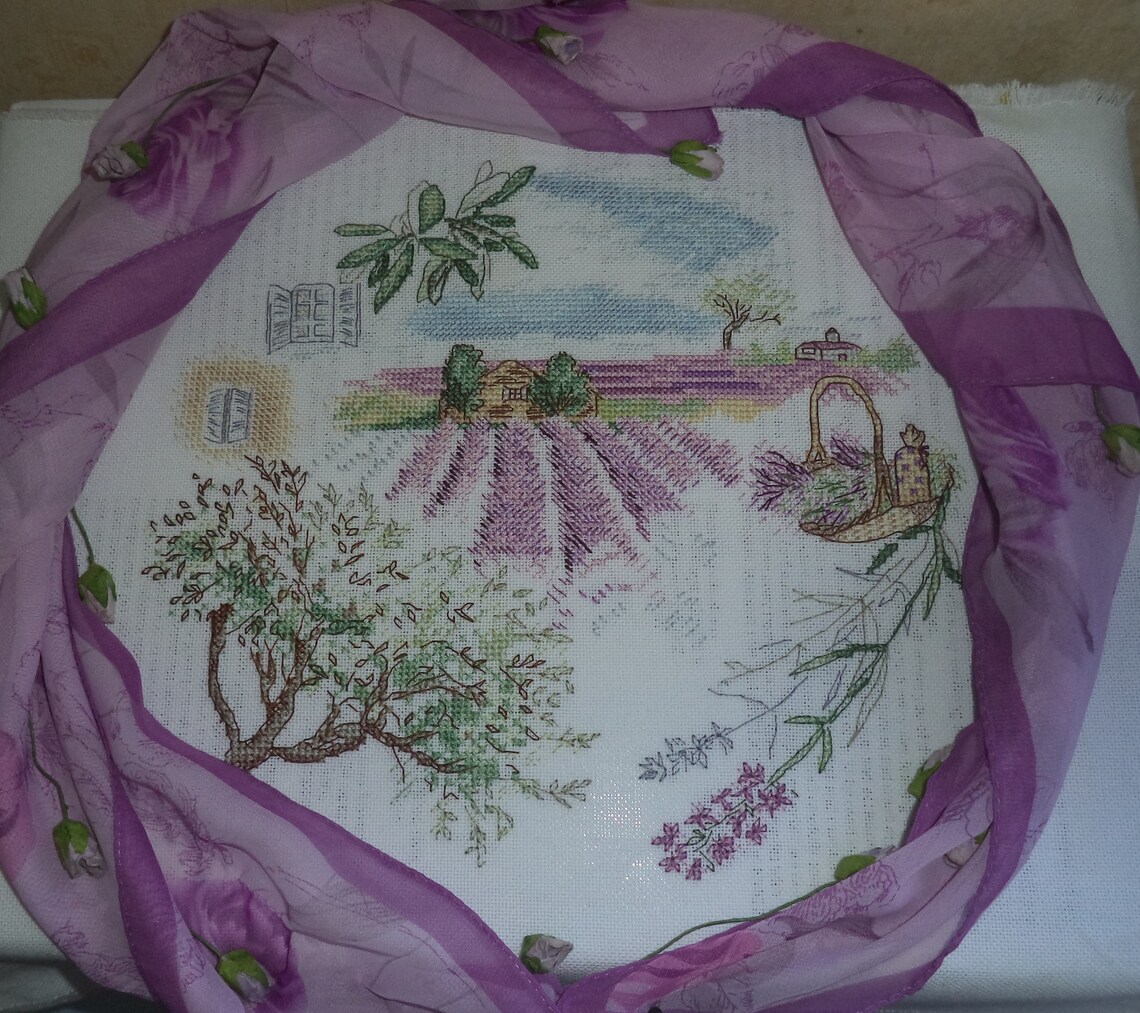 Lavender Cross Stitch Pattern Pdf Summer Landscape Floral - Etsy