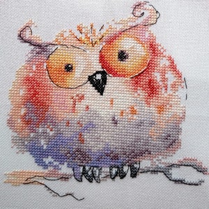 Orange Owl Cross Stitch Pattern Pdf Funny Bird Embroidery Do - Etsy