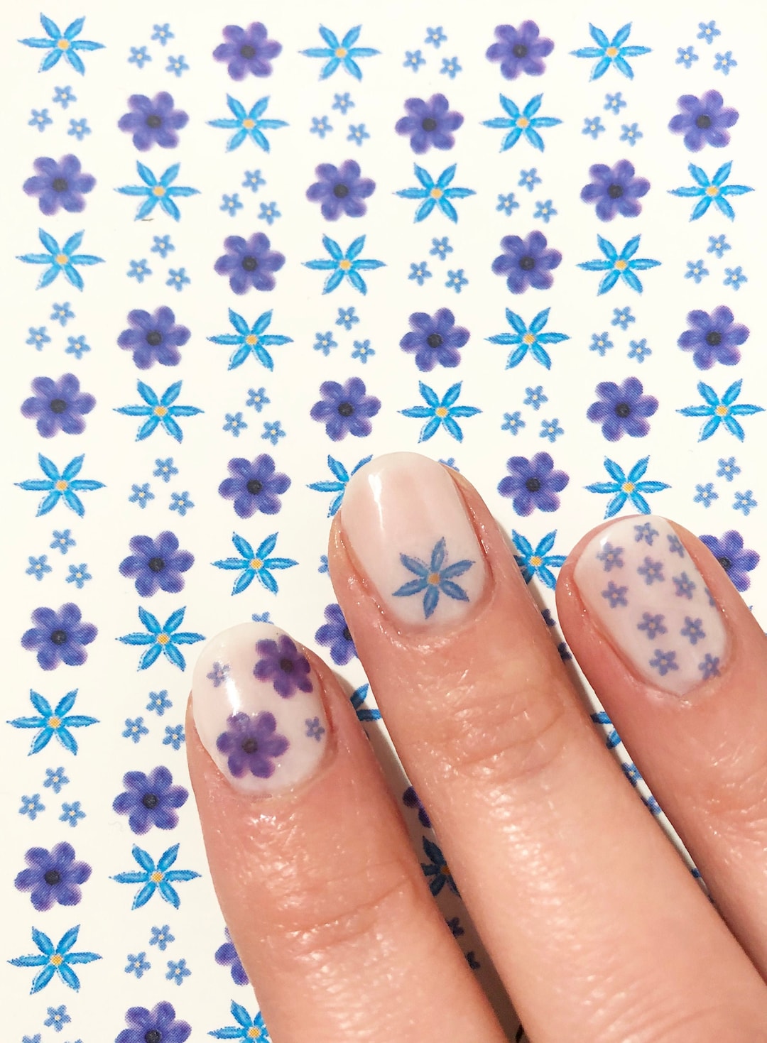 Nail Water Decals Blue Flowers Forget Me Not Violets Scilla - Etsy
