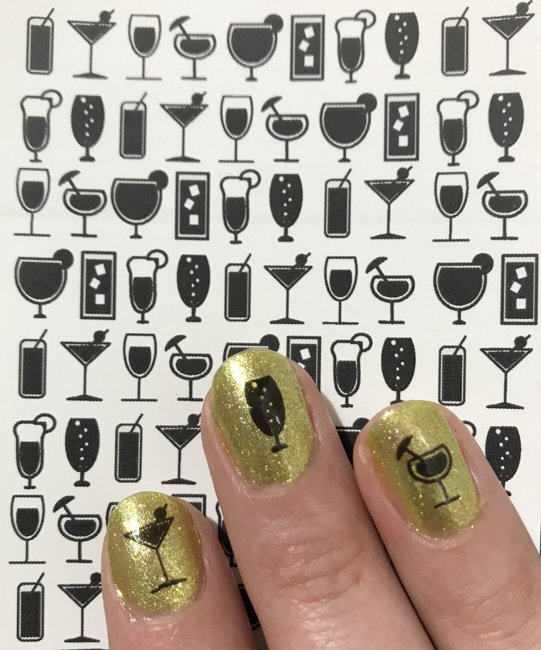 Cocktail Nail Water Sticker Decals Party Nail Art Summer Happy Weekend ...