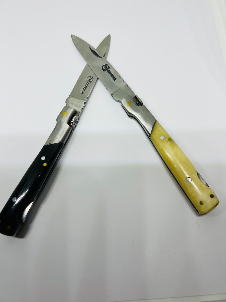 Two Corsican Shepherd Knives Black and Blonde Horn Steel & - Etsy