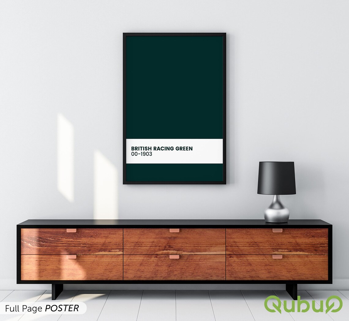 Vibrant BRITISH RACING GREEN, Pantone® Inspired Colour Poster, Various ...