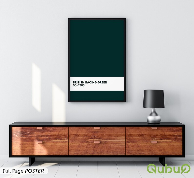 Vibrant BRITISH RACING GREEN, Pantone® Inspired Colour Poster, Various ...