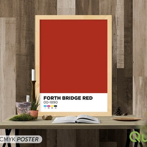 FORTH BRIDGE RED Pantone® Style Inspired Colour Poster, Various Option ...