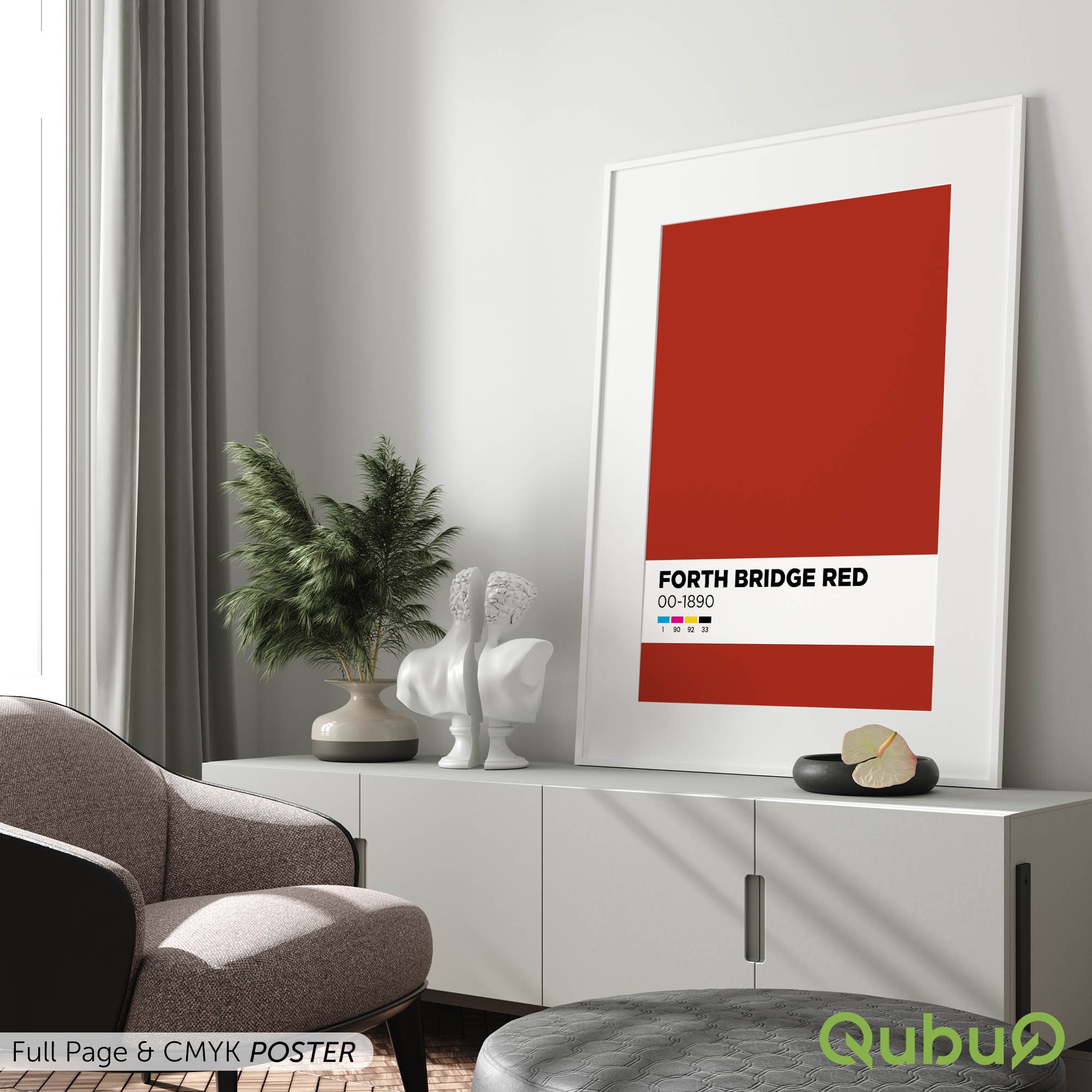 FORTH BRIDGE RED Pantone® Style Inspired Colour Poster, Various Option ...
