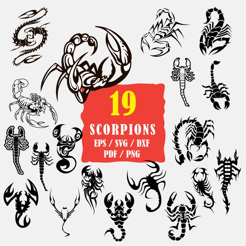 Scorpion Tattoo Bundle Cut Svg Scorpion DXF, Tattoo Dxf, Bundle ...