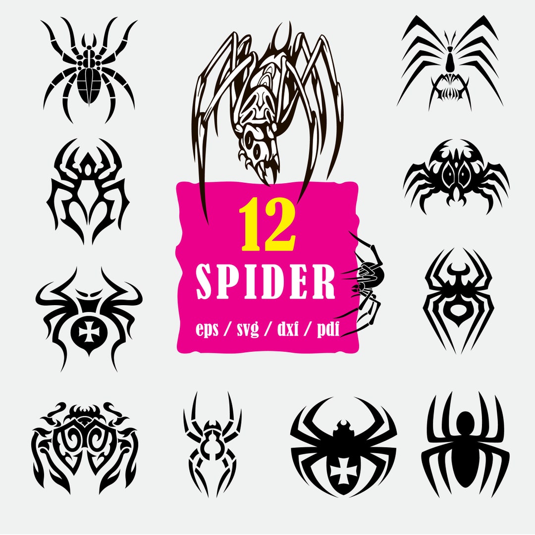 Spider SVG Spider PNG Cut Spider DXF Tattoo Dxf Bundle - Etsy