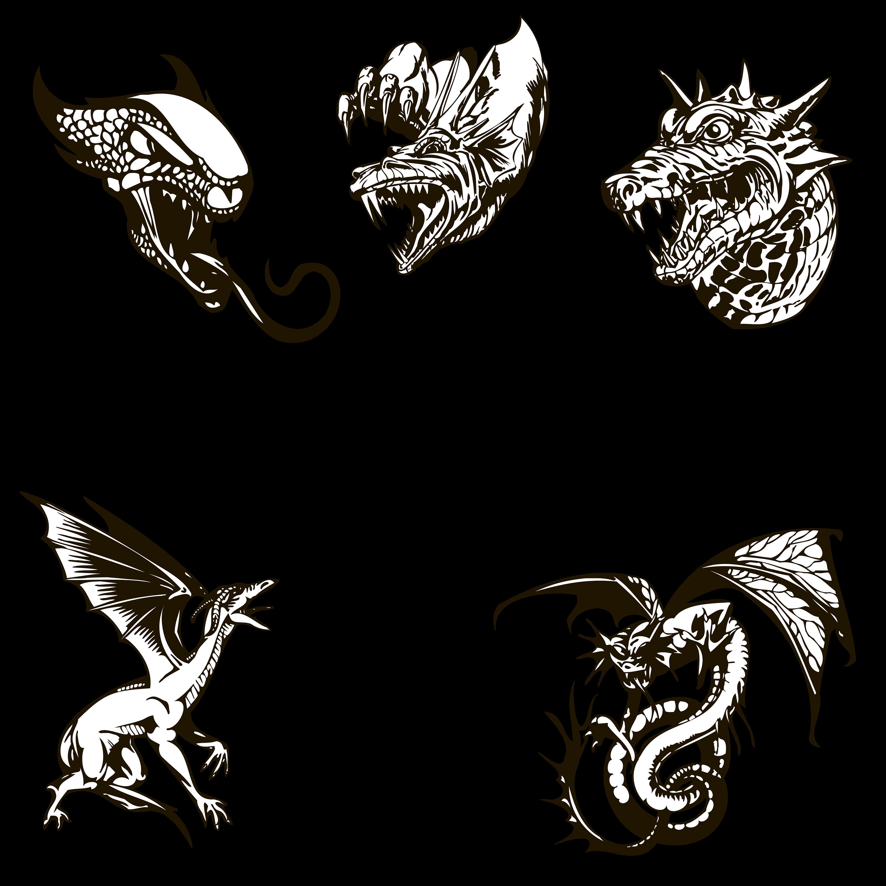 Dragon SVG, Dragon PNG, Cut Dragon DXF, Tattoo Dxf, Bundle Dragon Svg ...